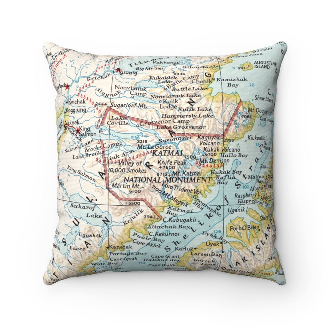 Katmai National Park Alaska Map Pillow Katmai NP Pillow Katmai Airbnb ...
