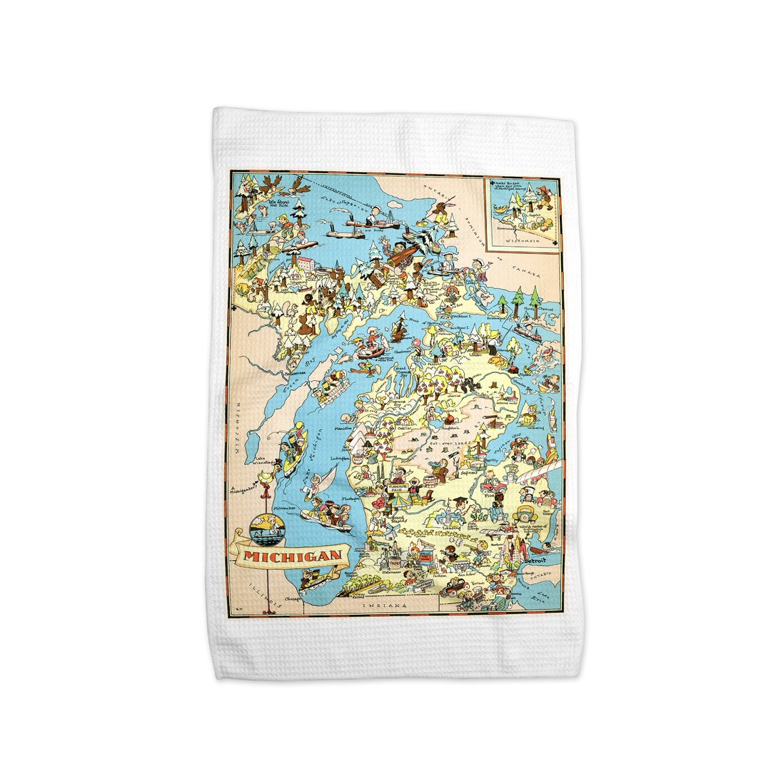 Michigan Map Tea Towel Michigan Kitchen Towel Michigan Dish Towel ...