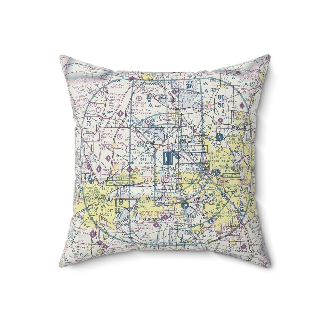 Dallas Fort Worth Texas Flight Chart Map Pillow DFW Flight Crew Pilot ...
