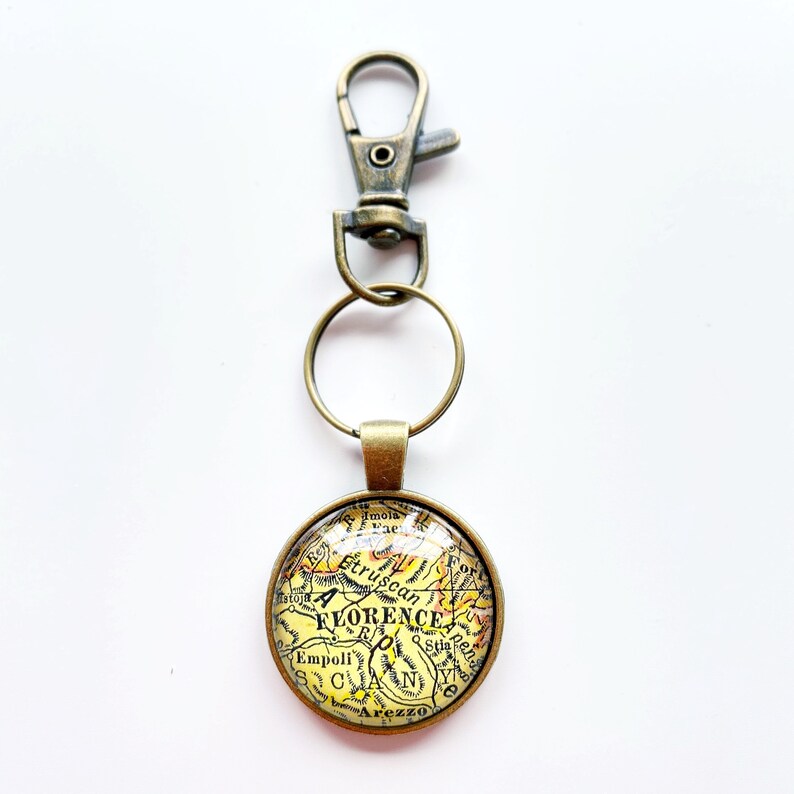 Florence Italy Map Key Chain Florence Map Keychain - Etsy