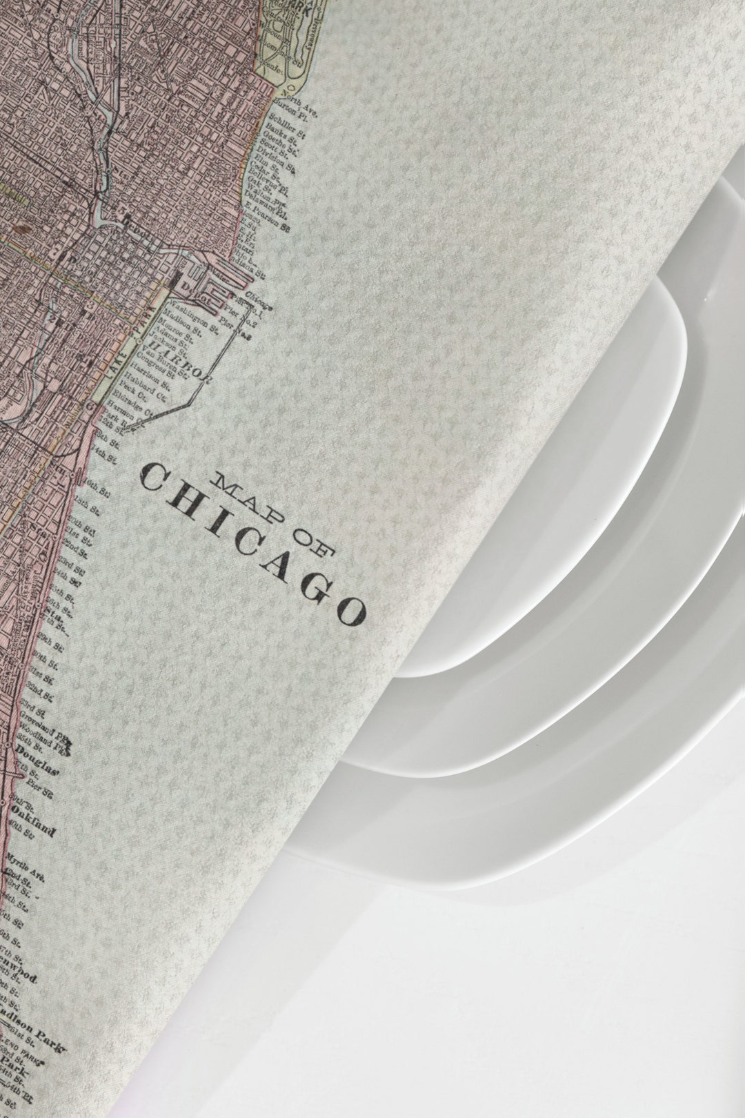 Chicago Map Tea Towel - Chicago Map Kitchen Towel - Chicago Dish Towel ...