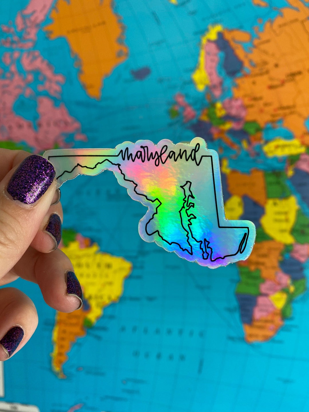 Holographic Maryland Laptop Sticker - Maryland Bottle Sticker ...