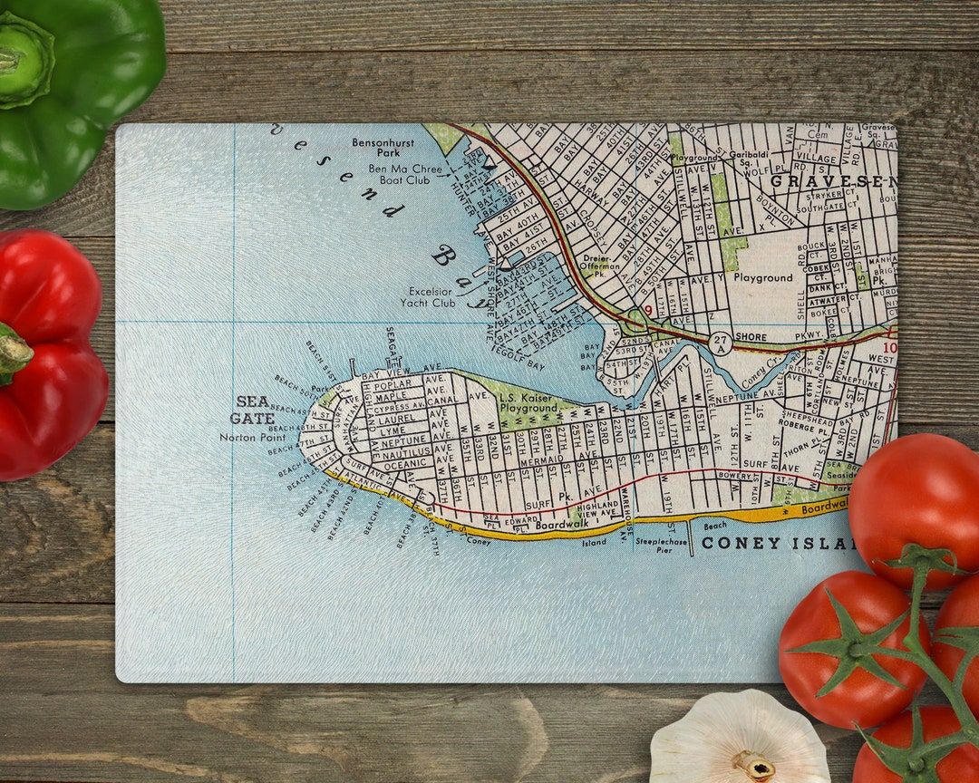 Sea Gate Brooklyn New York Map Cutting Board - Sea Gate Charcuterie ...