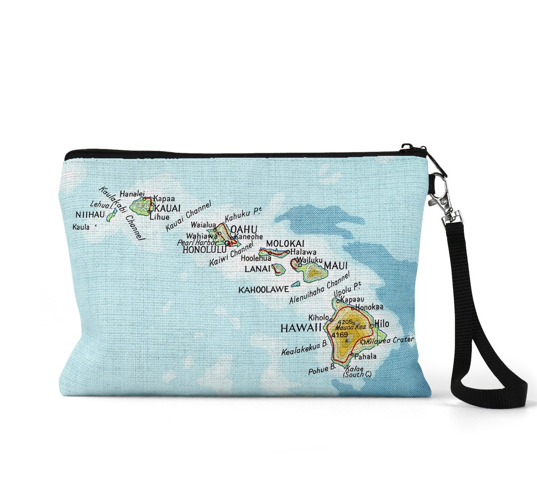 Hawaii Map Pouch - Hawaii Map Wristlet - Hawaii Bridesmaid Gift ...