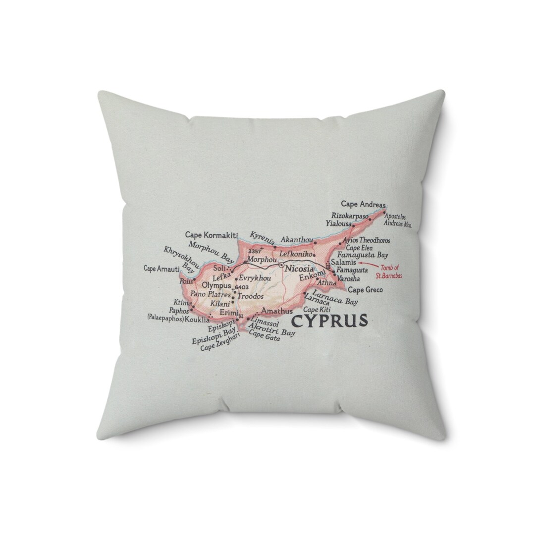 Cyprus Map Pillow - Cyprus Wedding Gift - Cyprus Housewarming Gift ...