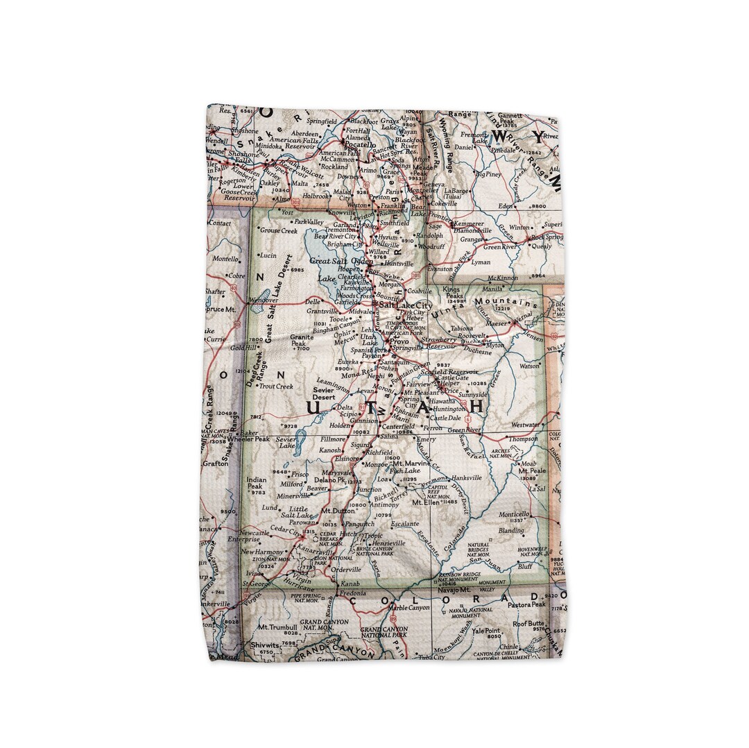 Utah Map Tea Towel Utah Kitchen Towel Utah Dish Towel Utah Airbnb Utah ...
