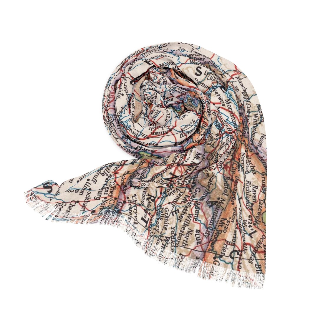 Tennessee Map Scarf - Tennessee Scarf - Tennessee Travel Scarf ...