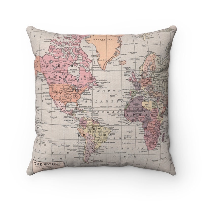 World Map Pillow - Etsy