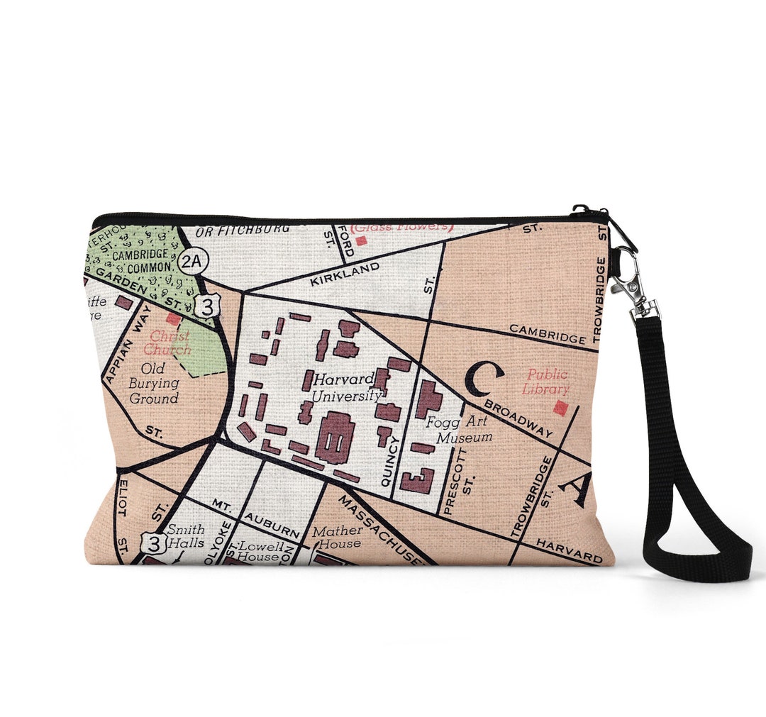 Harvard University Map Pouch Harvard Wristlet Harvard Travel Pouch ...