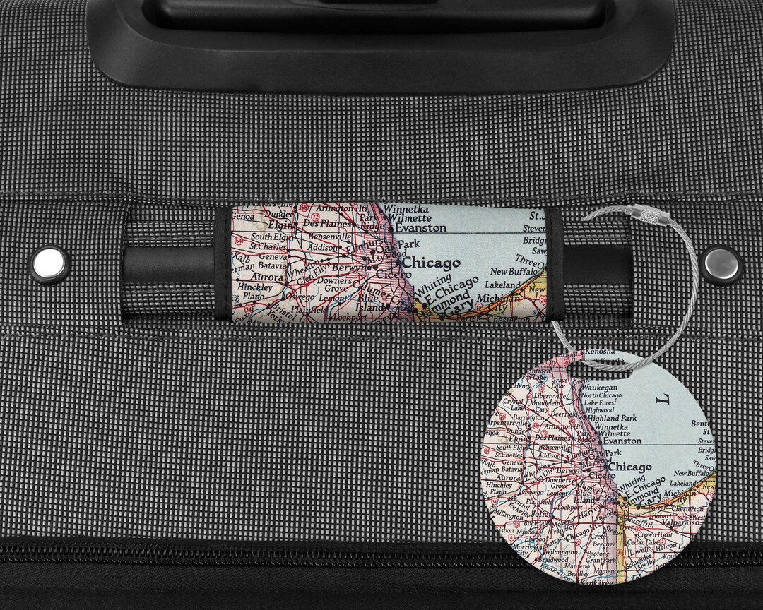 Chicago Illinois Map Luggage Tag - Chicago Map - Chicago Trip - Chicago ...
