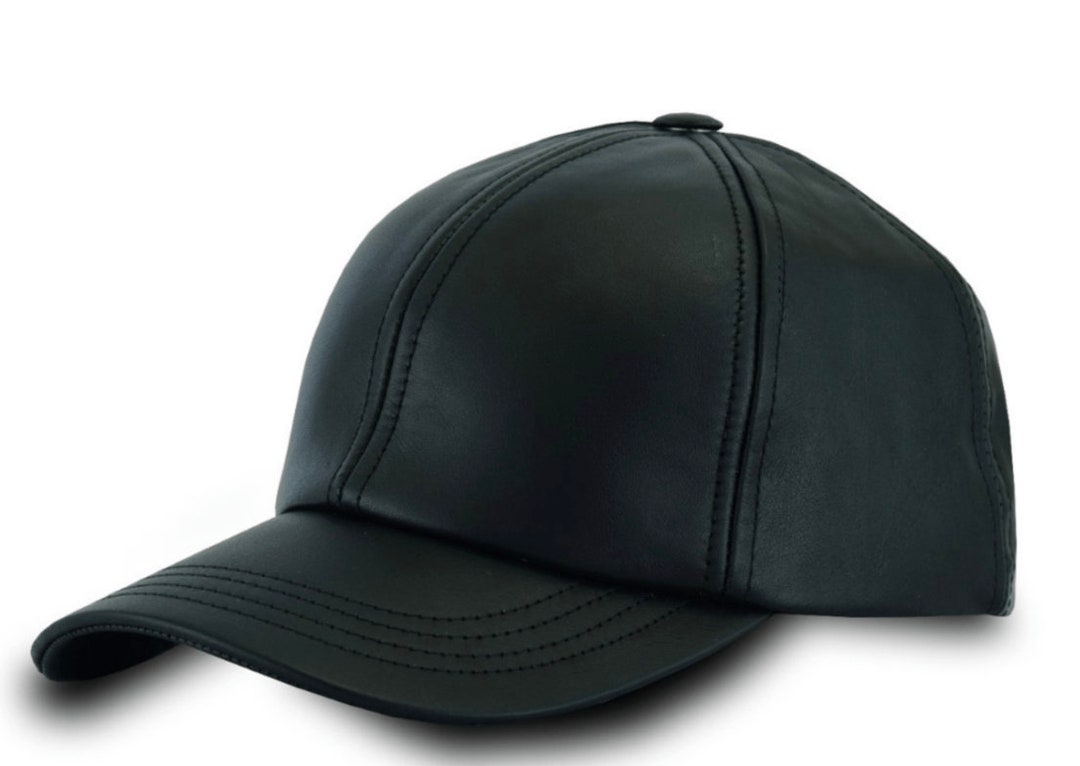 Black Leather Baseball Cap Top Quality Hand Made Woman Leather Hat ...
