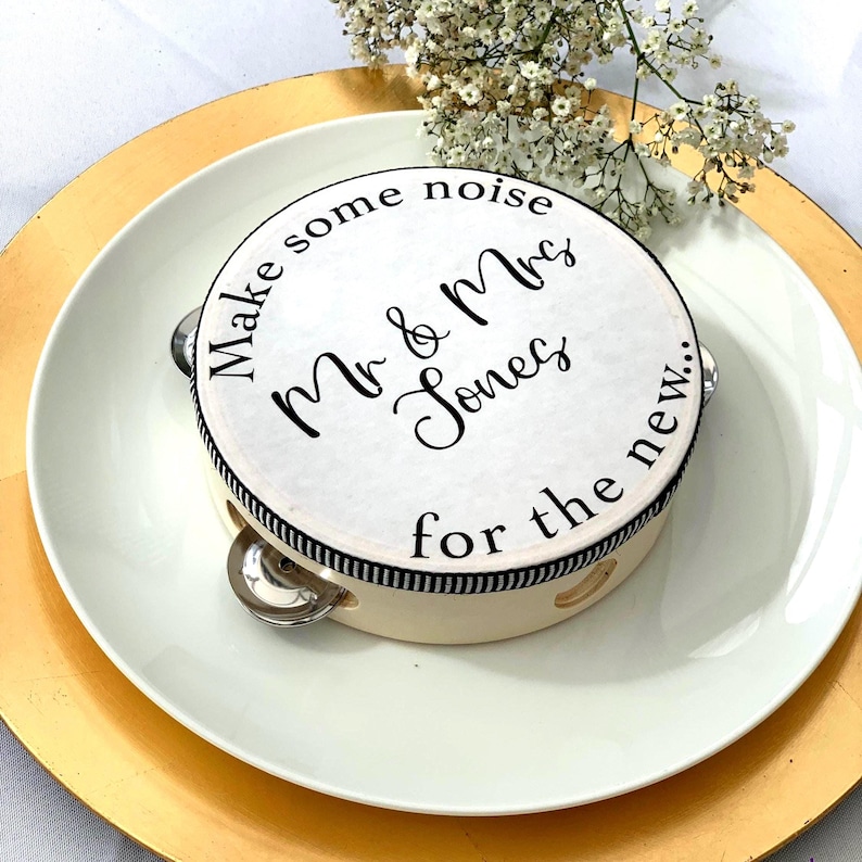 Personalised Wedding Tambourine - Unique Reception Decor, Custom Favour ...