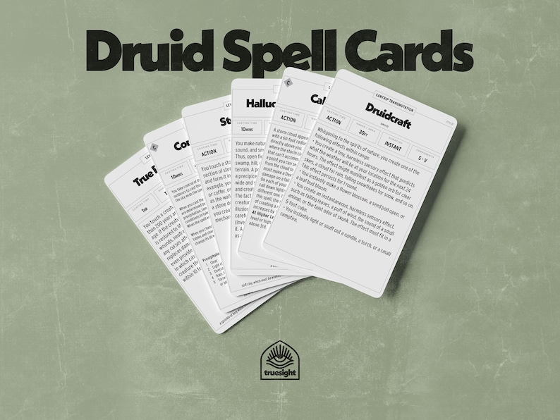 Druid Dnd Spell Card Pack - Digital Download | D&D Spell Cards - Etsy