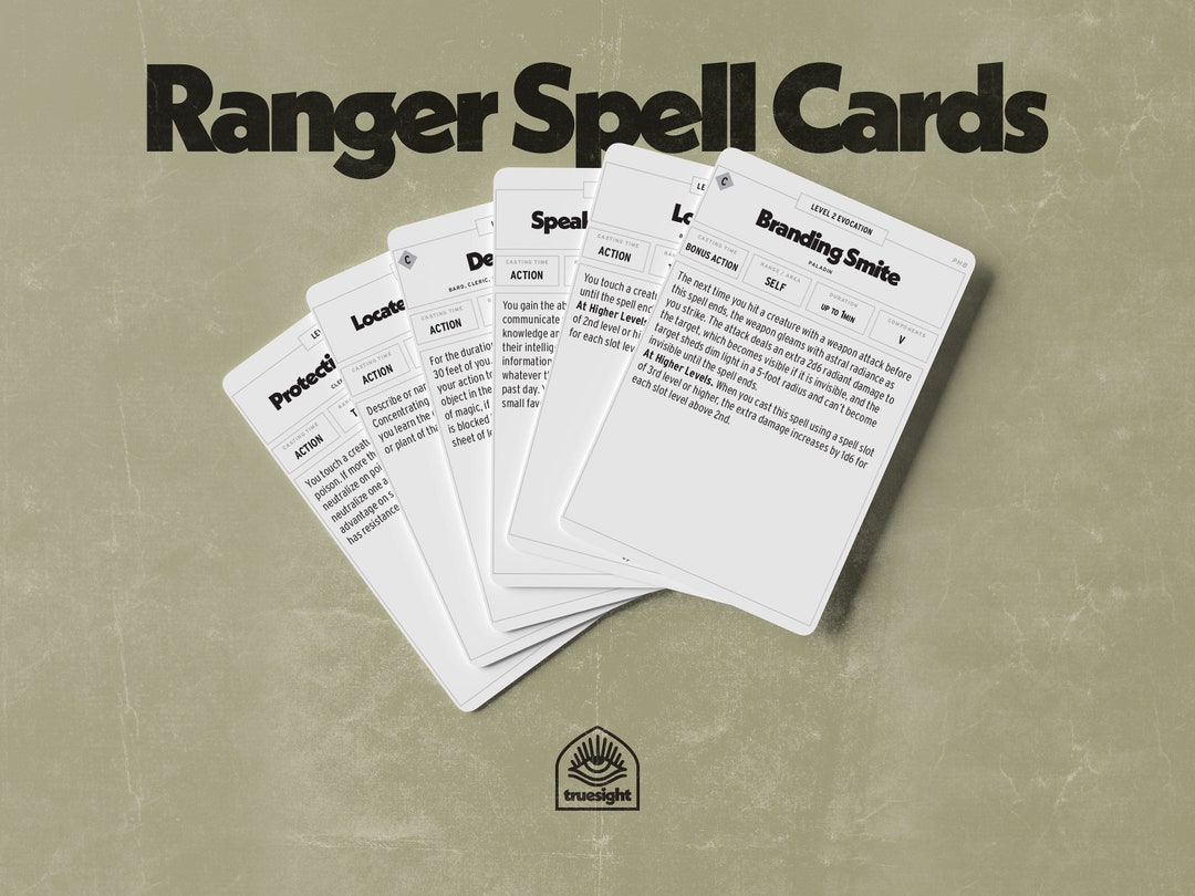 Ranger Dnd Spell Card Pack - Digital Download | D&D Spell Cards - Etsy