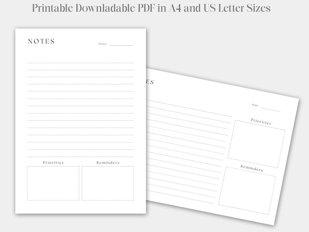 Note Taking to Do List Printable Jotter Instant Download Notes Page - Etsy