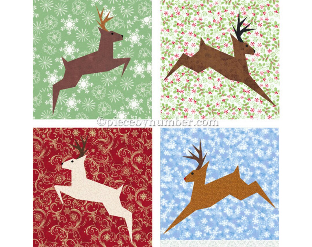 Reindeer Paper Pieced Quilt Block Pattern Instant Download - Etsy