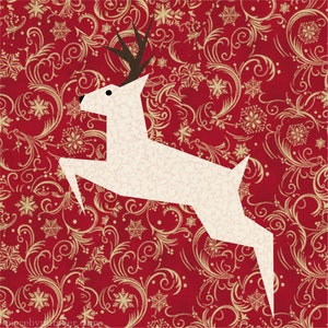 Reindeer Paper Pieced Quilt Block Pattern PDF Download, 6 & 12 Inch ...