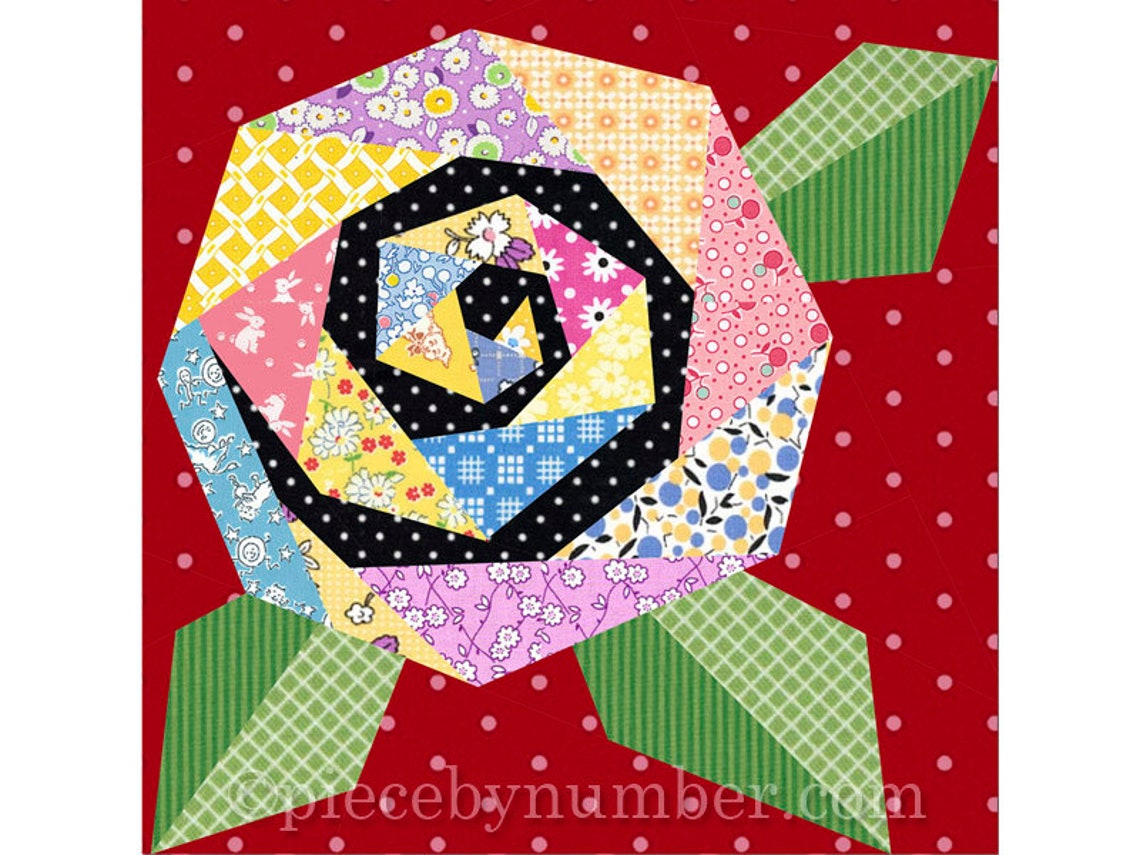 Rosie's Rose Paper Piecing Quilt Block Pattern PDF - Etsy Australia
