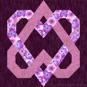 Linked Hearts Paper Piece Quilt Block Pattern PDF Download, 8 & 12 Inch ...