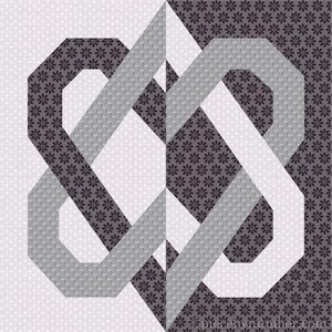 Linked Hearts Paper Piece Quilt Block Pattern PDF Download, 8 & 12 Inch ...