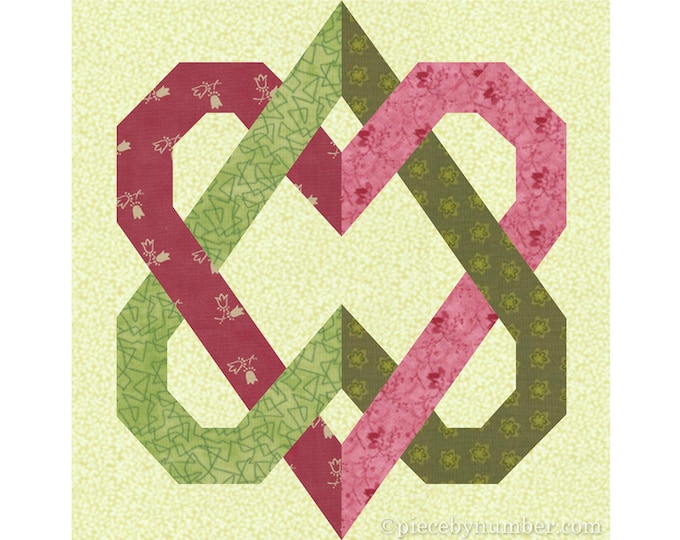 Linked Hearts Paper Piece Quilt Block Pattern PDF Download, 8 & 12 Inch ...