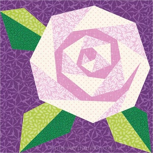 Rosie's Rose Paper Piecing Quilt Block Pattern PDF Download, 6 & 12 ...