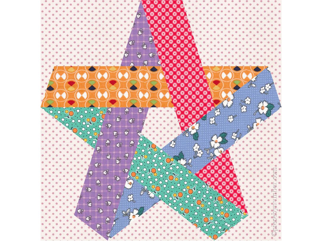 Pentagram Star Paper Piece Quilt Block Pattern PDF, 12 Inch, Foundation ...
