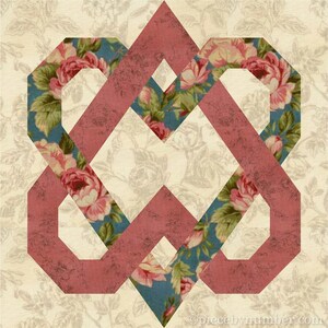 Linked Hearts Paper Piece Quilt Block Pattern PDF Download, 8 & 12 Inch ...