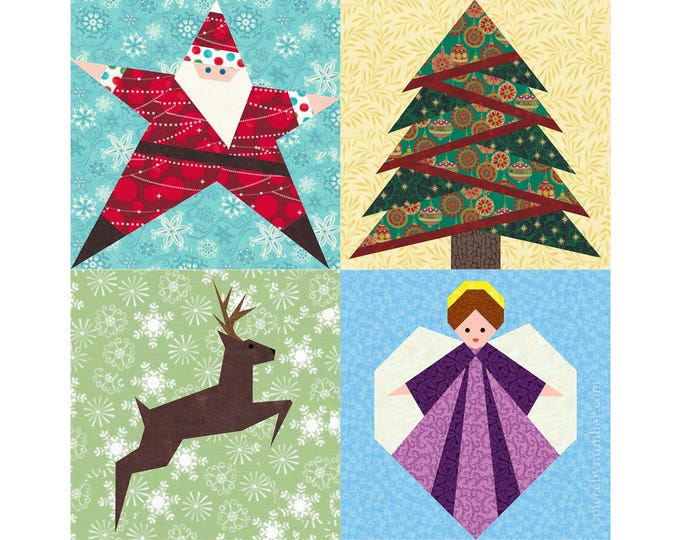 Reindeer Paper Pieced Quilt Block Pattern PDF Download, 6 & 12 Inch ...