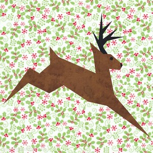 Reindeer Paper Pieced Quilt Block Pattern PDF Download, 6 & 12 Inch ...