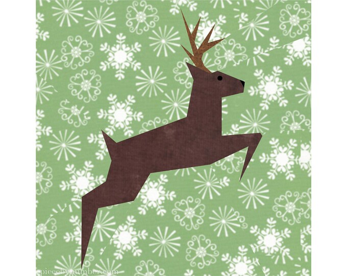 Reindeer Paper Pieced Quilt Block Pattern PDF Download, 6 & 12 Inch ...