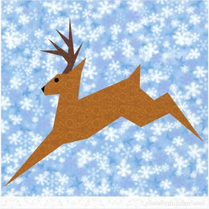 Reindeer Paper Pieced Quilt Block Pattern PDF Download, 6 & 12 Inch ...