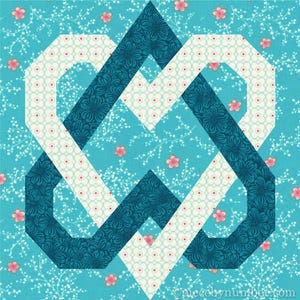 Linked Hearts Paper Piece Quilt Block Pattern PDF Download, 8 & 12 Inch ...