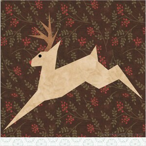 Reindeer Paper Pieced Quilt Block Pattern PDF Download, 6 & 12 Inch ...