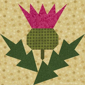 Thistle Paper Piece Quilt Block Pattern PDF Download, 6 & 12 Inch ...