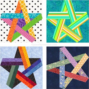 Pentagram Star Paper Piece Quilt Block Pattern PDF, 12 Inch, Foundation ...