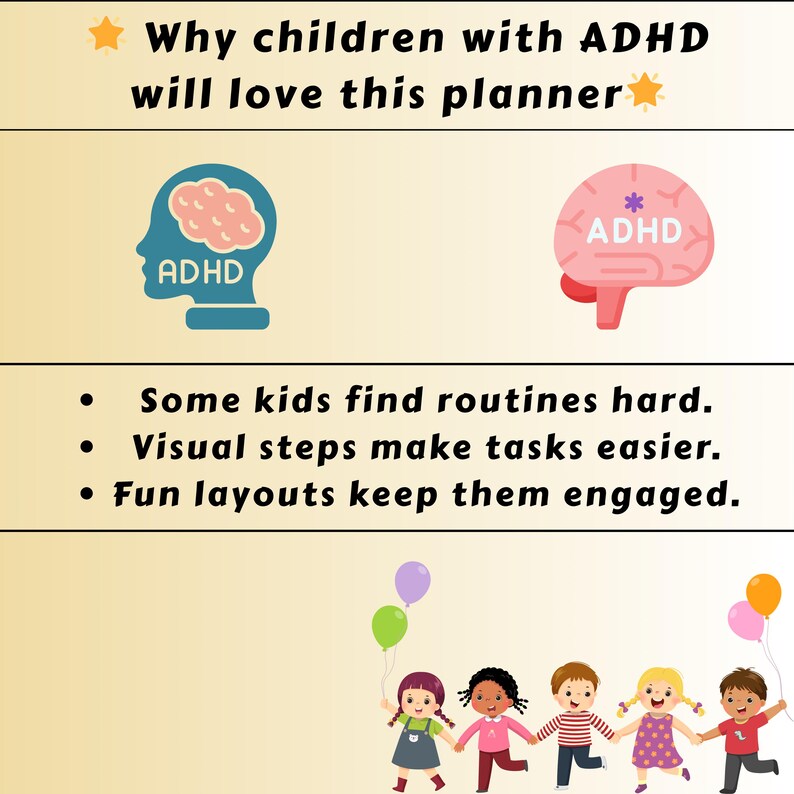 ADHD Planner for Kids Printable, Daily Routine Checklist, ADHD Kids ...