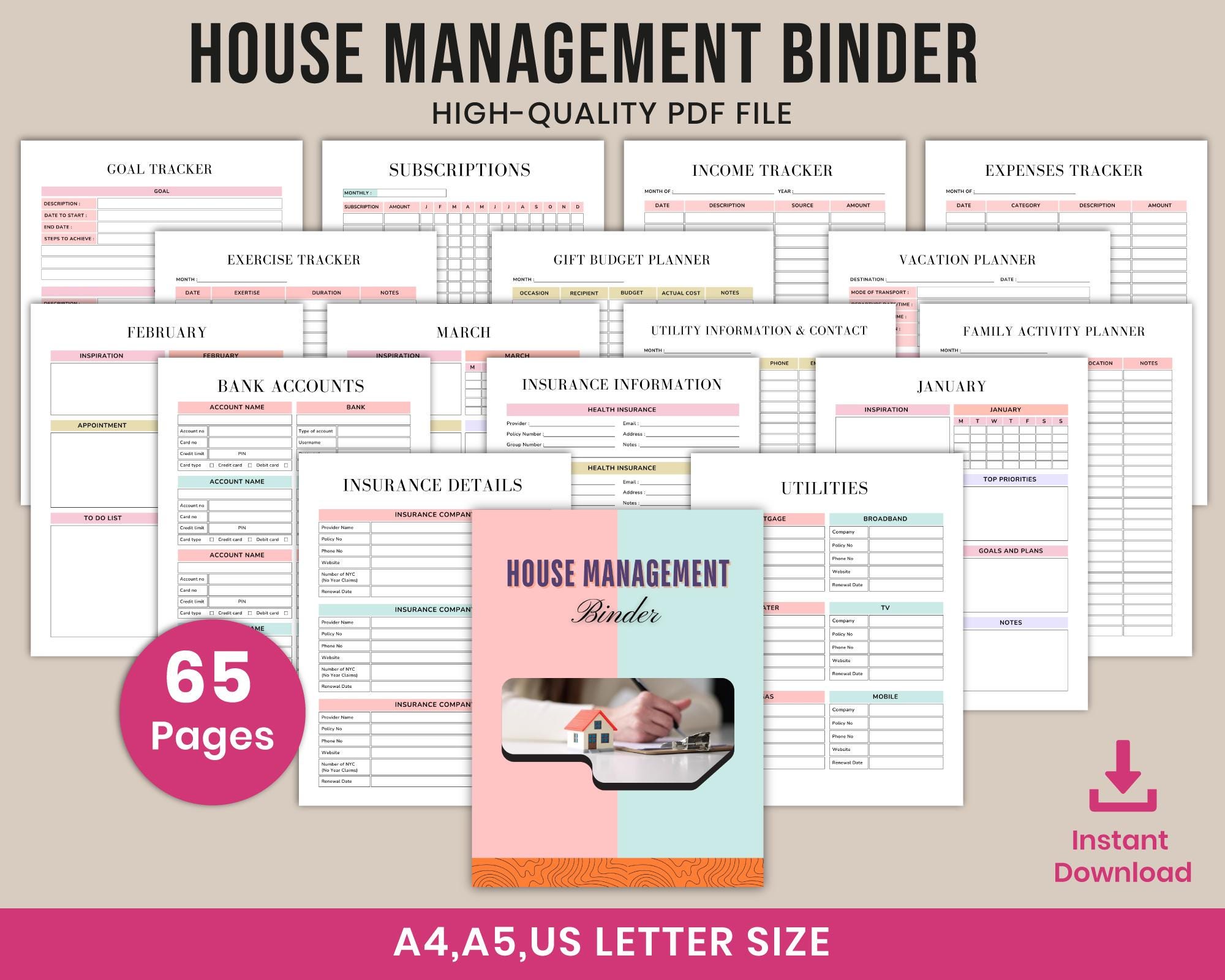House Management Binder – Printable Home Organizer, Life Planner ...