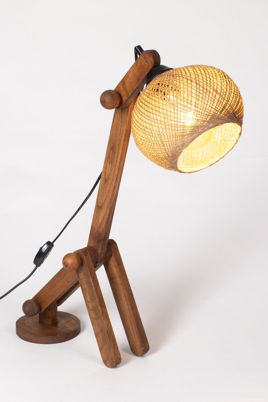 Handmade Wood Lamp, Desk Lamp, Table Lamp, Wooden Lamp, Vintage Lamp ...