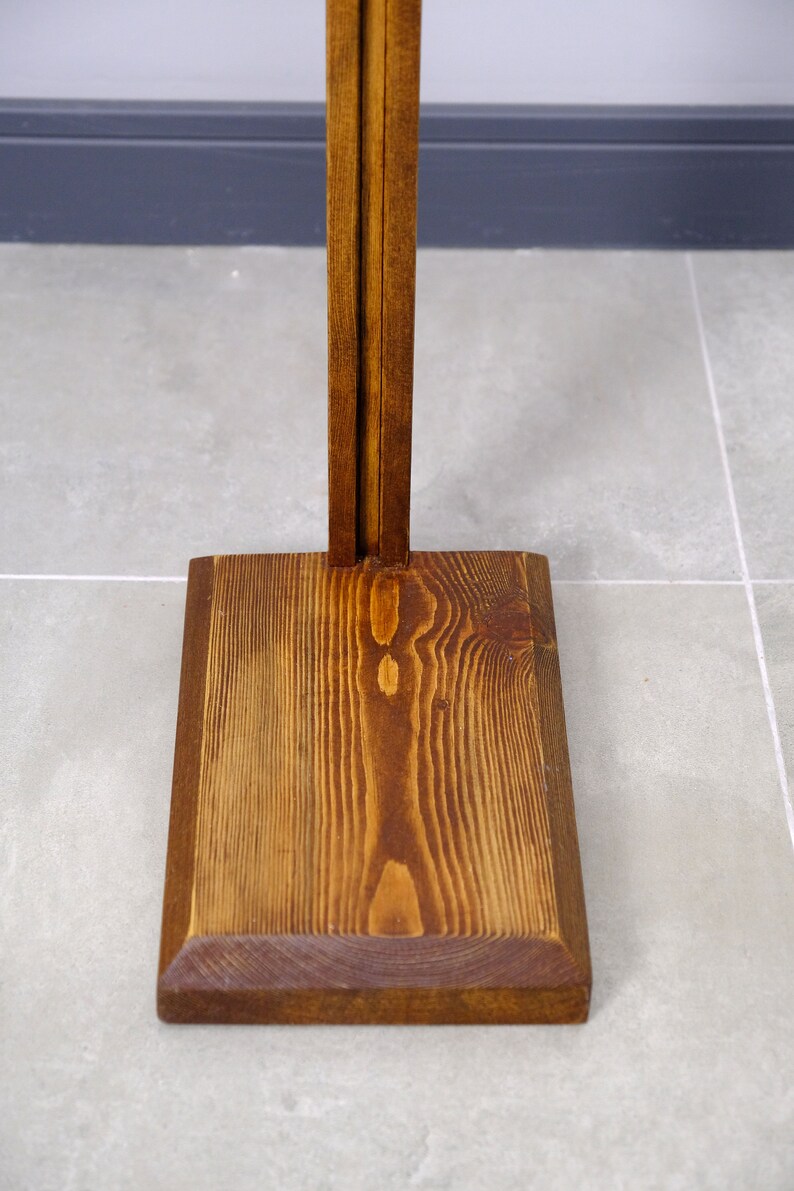 Rustic Street Lamp Style Floor Lamp Solid Pine Wood, Adjustable Height ...