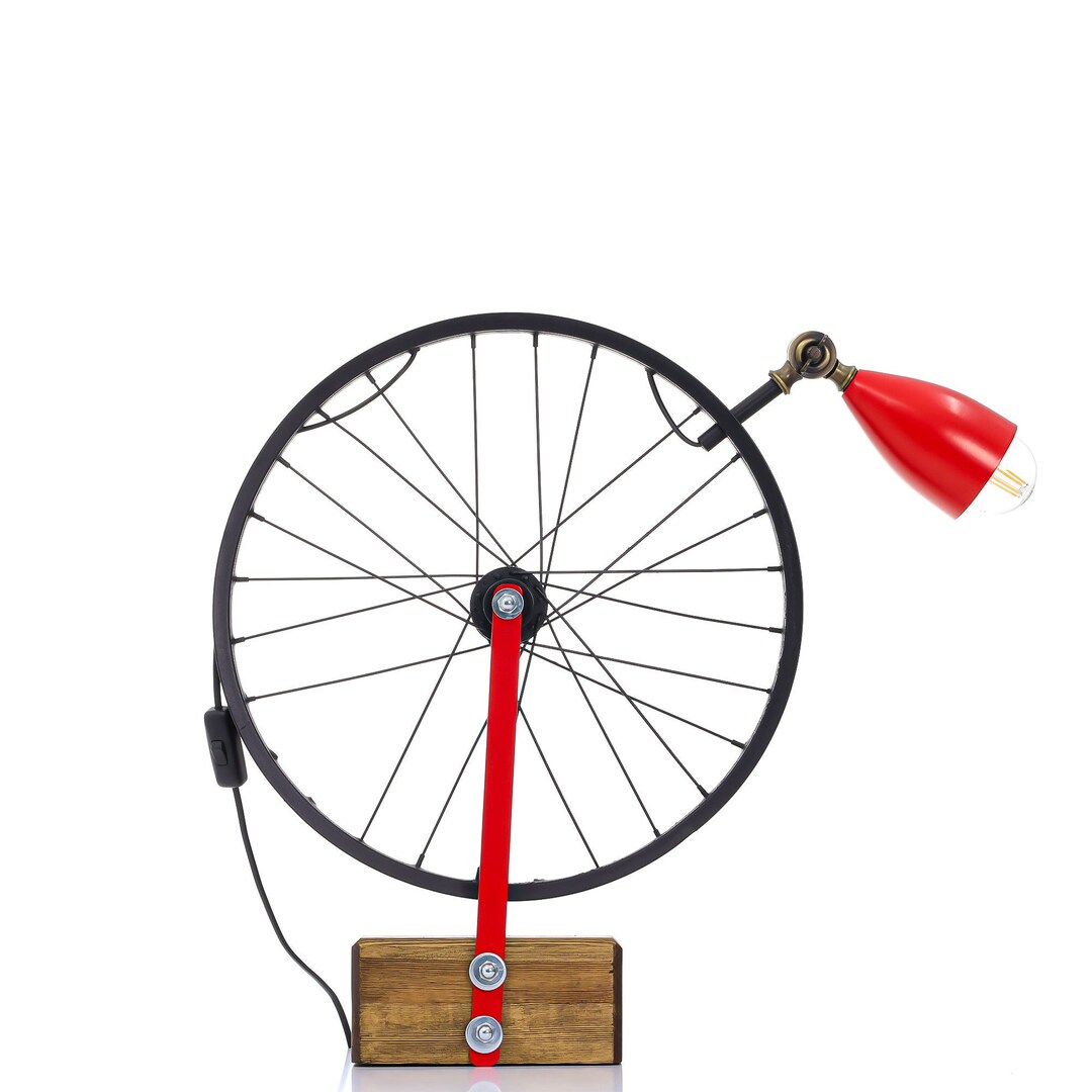 Desk Lamp, Recycle Bicycle Rim Table Lamp, Industrial Metal Desk Lamp ...