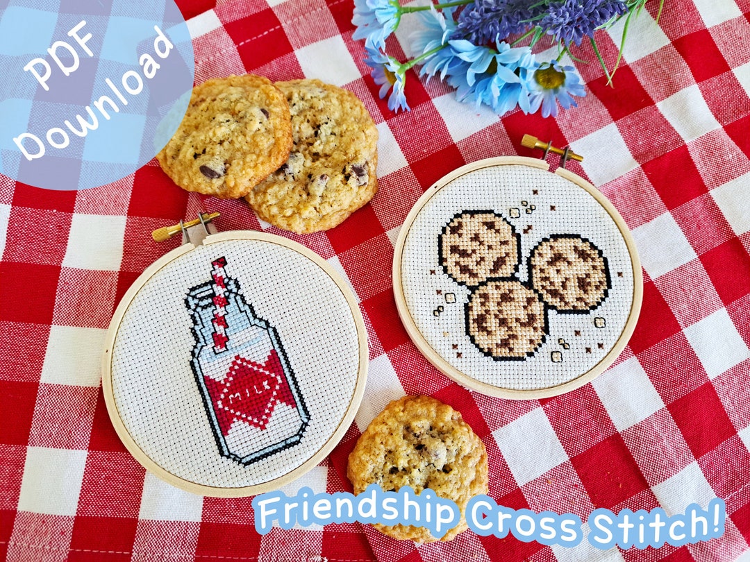 Cookies and Milk Cross Stitch Pattern | DIY Friendship Craft (digital ...