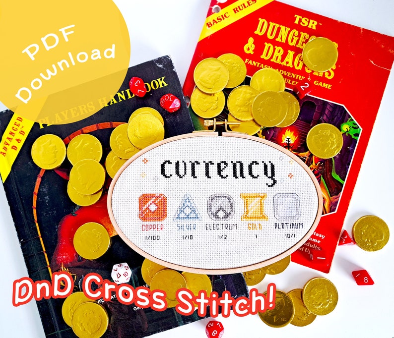 Dnd Currency Counted Cross Stitch Pattern PDF| DIY Craft | Gifts for ...