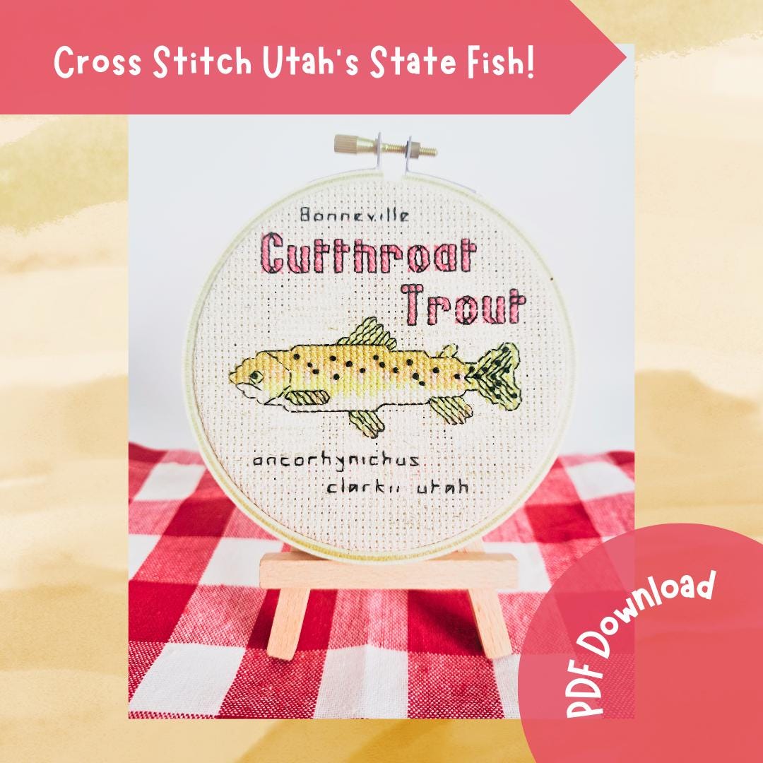 Cutthroat Trout Cross Stitch Pattern PDF | Utah State Fish DIY Craft ...