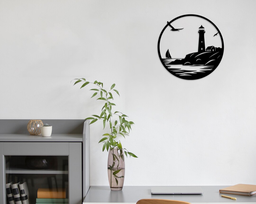 Lighthouse, Metal Wall Decor, Modern Wall Art, Geometric Design, Metal ...