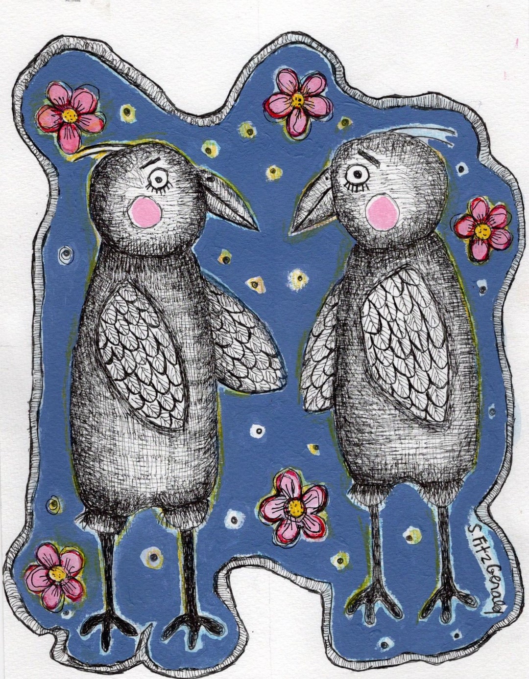 I LOVE CROWS Series Original Illustration Fun Gender Neutral Gift Woman ...