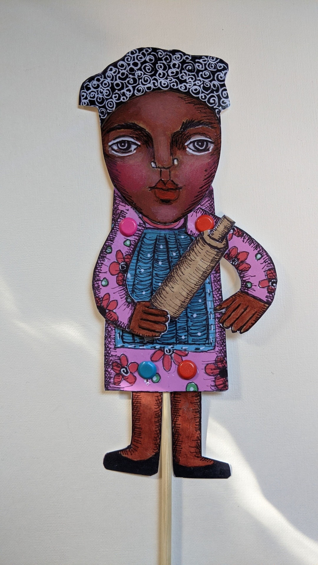 7 PAPER DOLL Diy Paper Craft Cut Out Decoration With Rolling Pin Cook ...