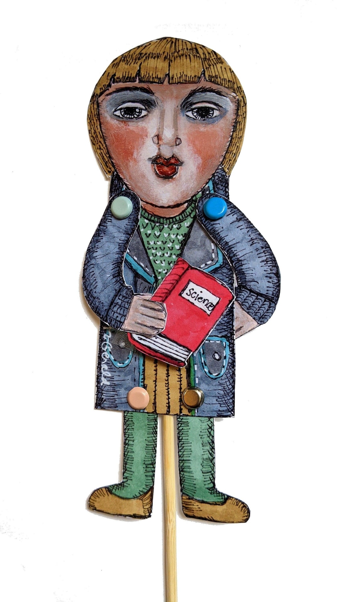 7" PAPER DOLL Diy Paper Craft Cut Out Decoration Woman Science Teacher ...