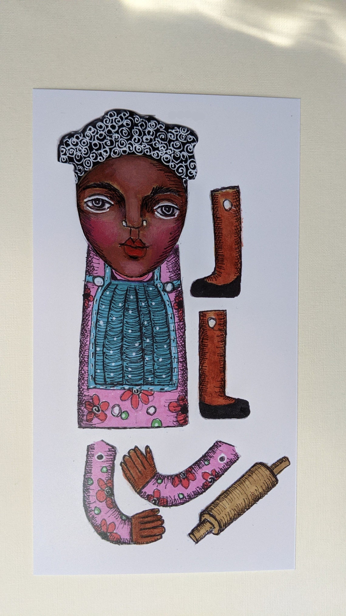 Diy Paper Craft Cut Out Paper Doll Decoration Ethnic Brown Etsy