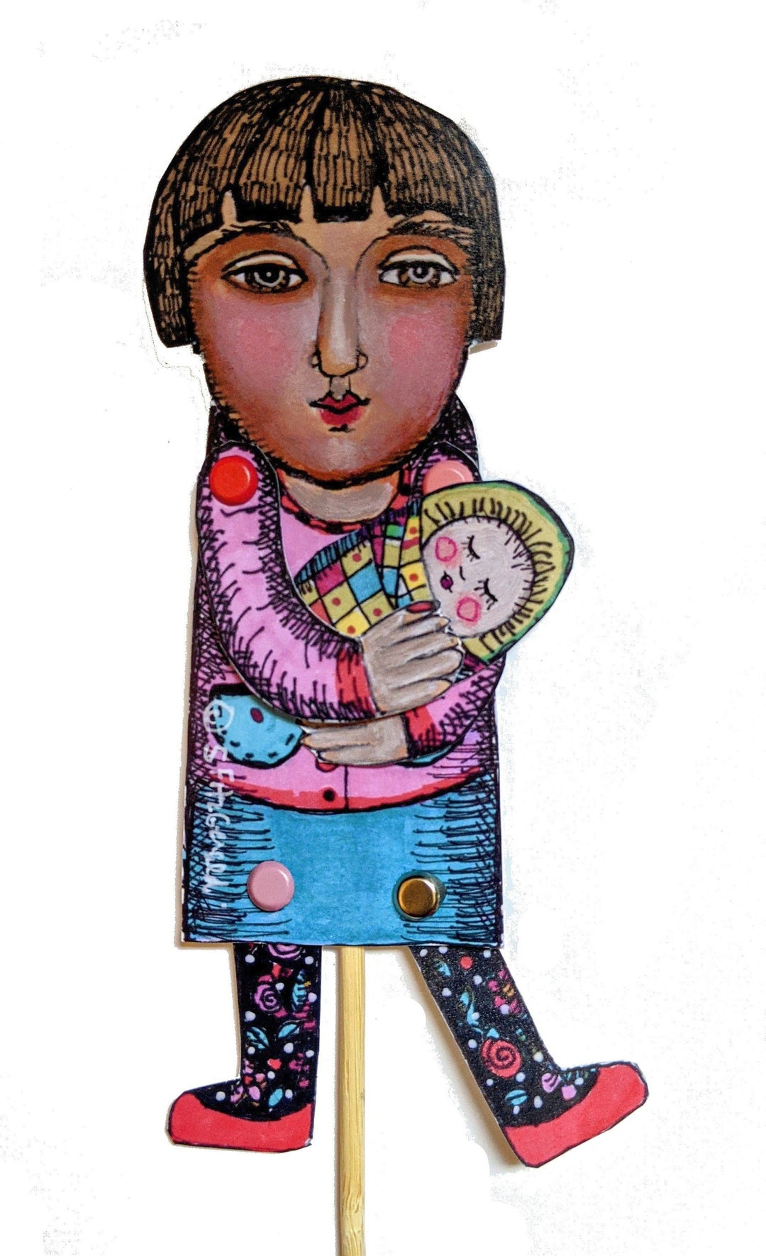 Mama Paper Doll DIY Craft: Colorful Folk Art Decoration - Etsy